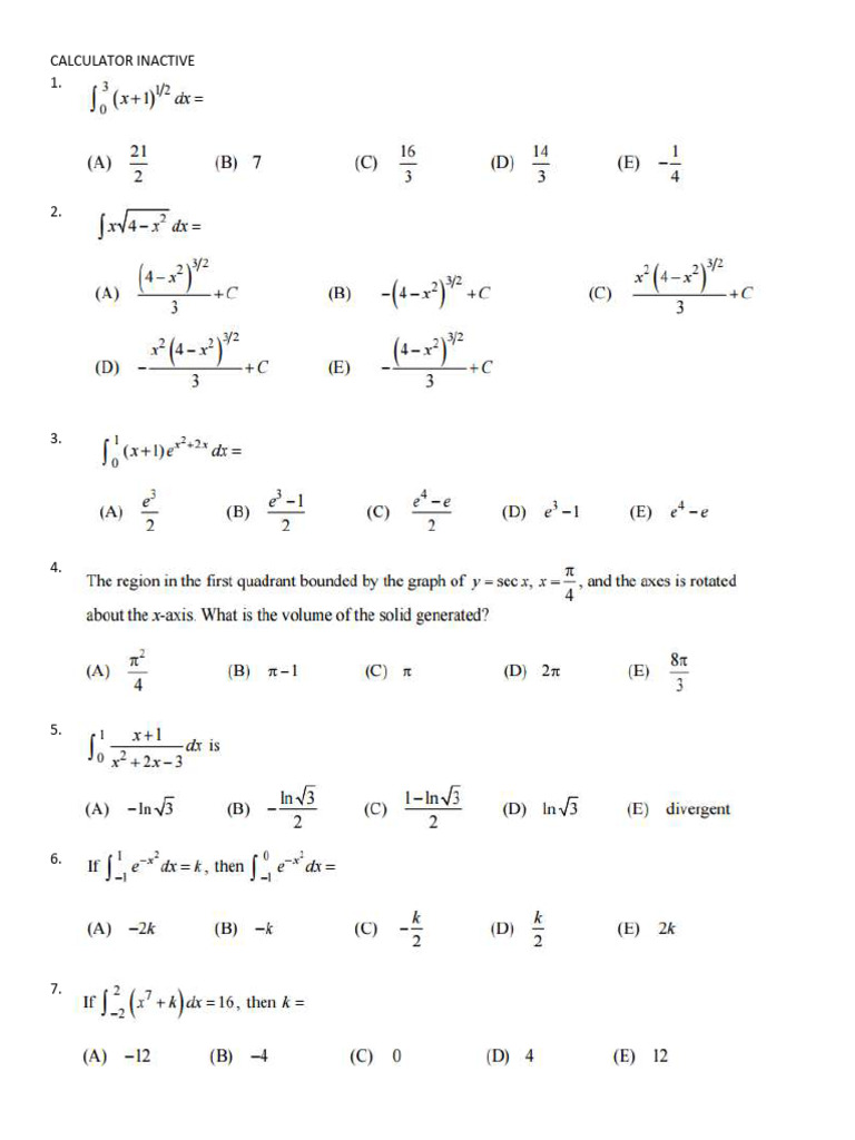 Unit 6 Practice - AP Calculus BC | PDF | Technology & Engineering