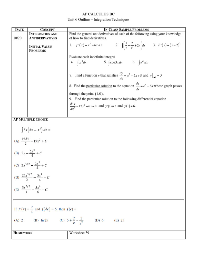 Unit 6 - AP Calculus BC | Download Free PDF | Integral | Derivative