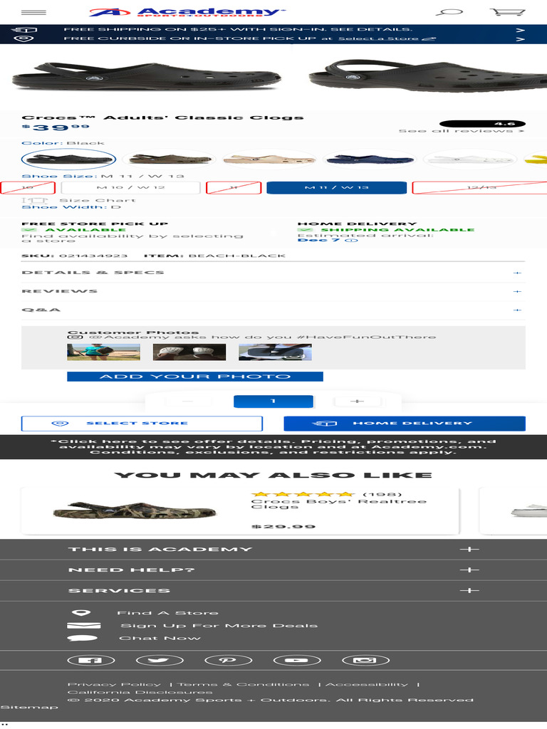 Crocs™ Adults' Classic Clogs Academy | PDF