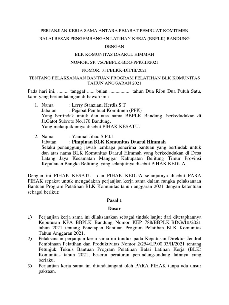 MOU UNTUK BANDUNG - TTD STP MATERAI Di DAARUL HIMMAH | PDF