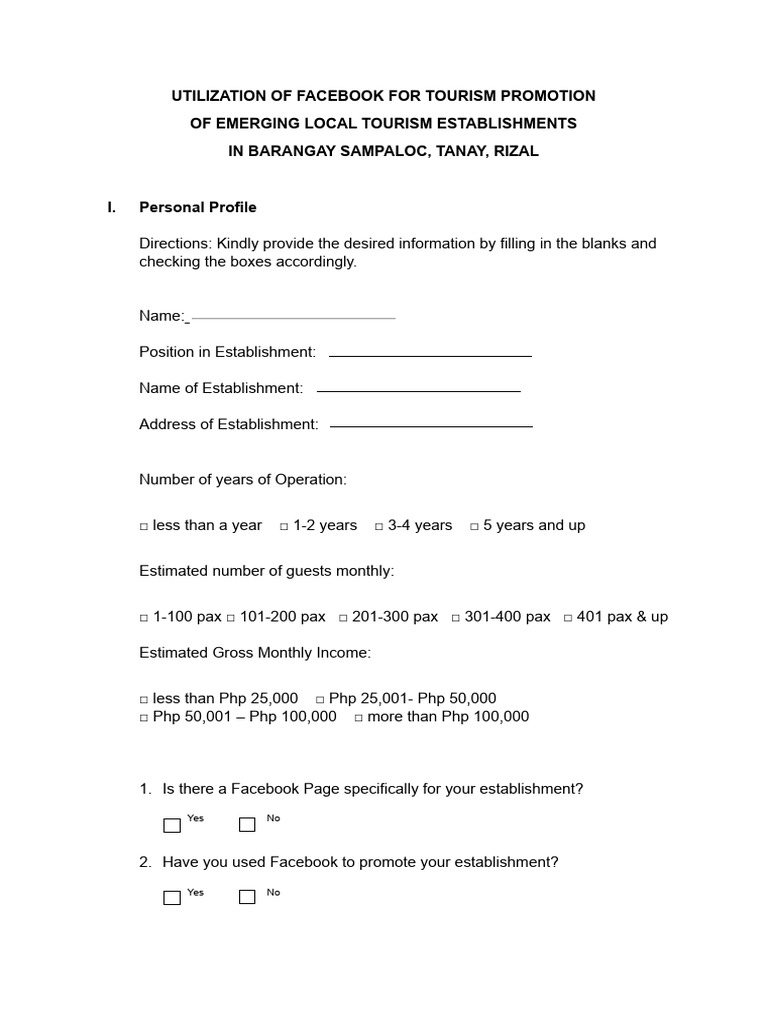 RESEARCH INSTRUMENT - (Sample) | PDF | Facebook | Social Networking Service