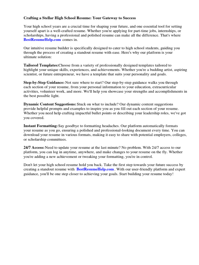 Resume Builder For High School Students | PDF | Résumé | Canon Eos