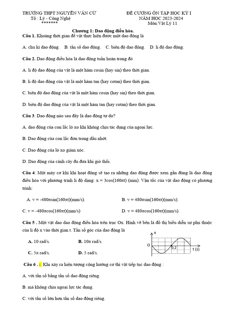 Đề Cương Li11 hk1 Gửi Hs | PDF