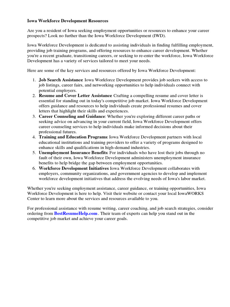 Iowa Workforce Development Resume Help | PDF | Workforce Development | Employment