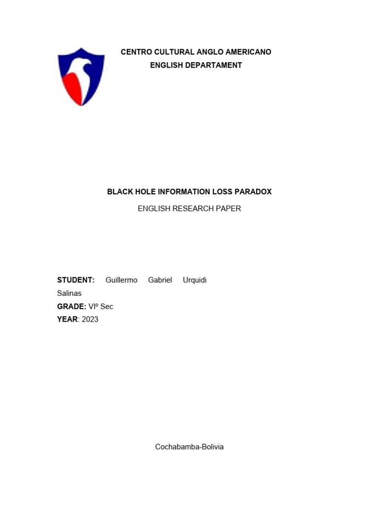 Research Paper-Final Version | PDF | Black Hole | Hawking Radiation
