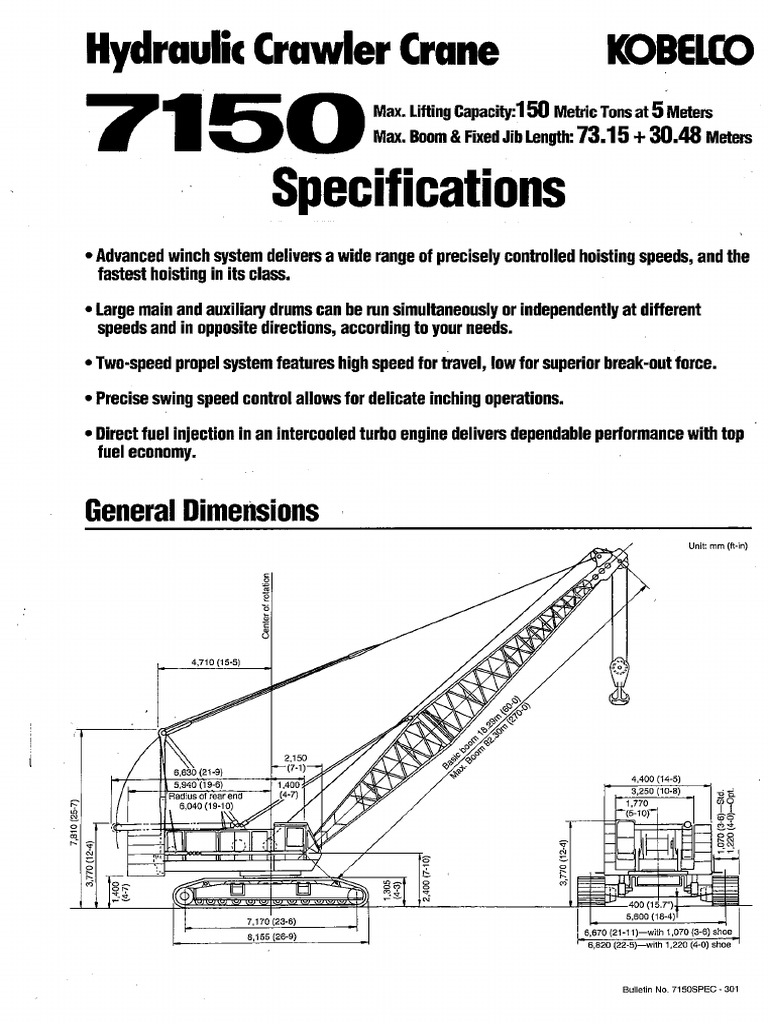 Load Chart 150 Ton (Kobelco 7150) | PDF