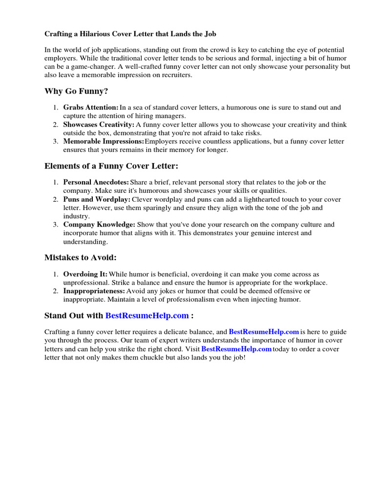 Crafting a Funny Cover Letter | PDF | Humour | Recruitment