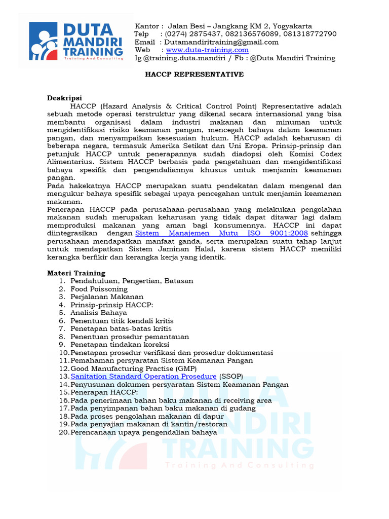 Haccp Representative | PDF