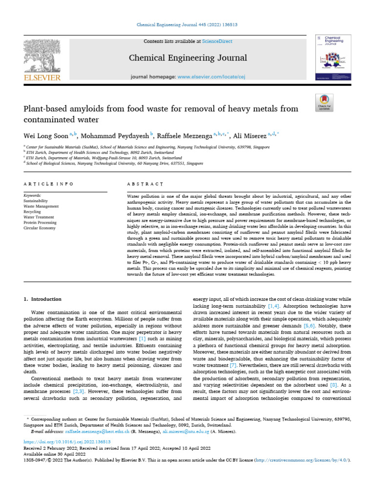 Fibril Protein Journal Plant Based Amyloids From Food Wast Efor Removal ...