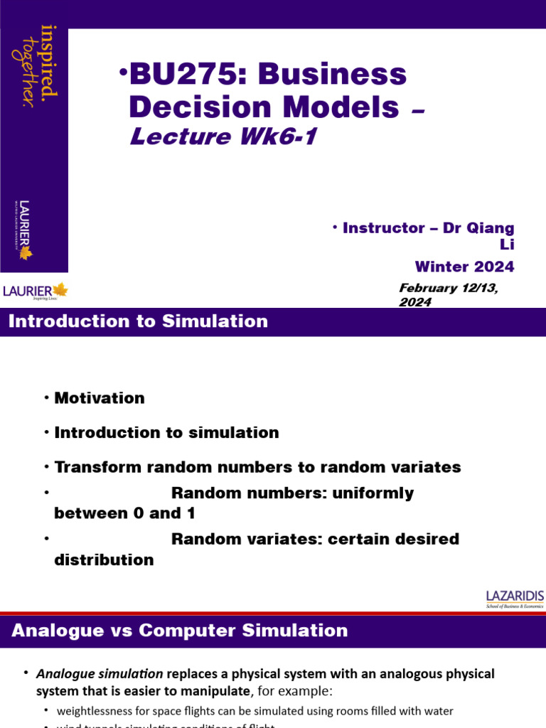 Lecture 6 1 Simulation P1 | PDF | Probability Distribution | Simulation