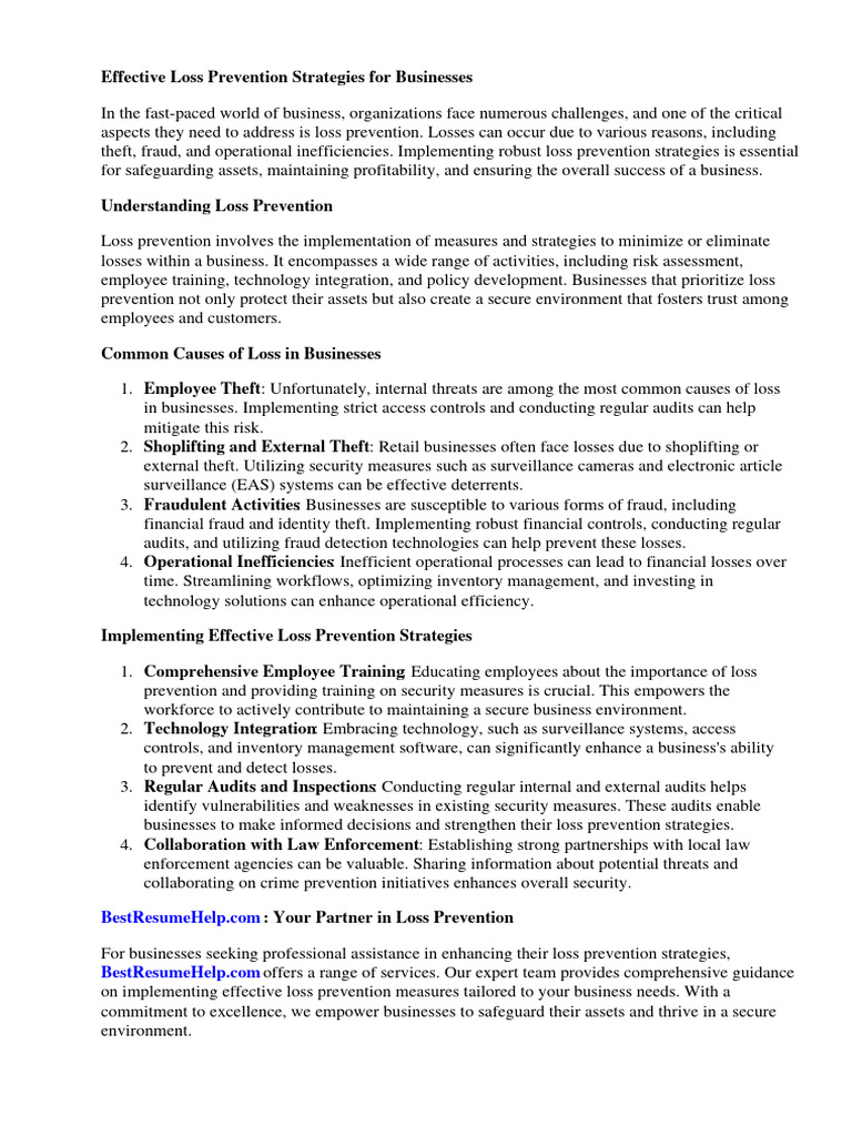 Loss Prevention Cover Letter Template | PDF | Walmart | Business