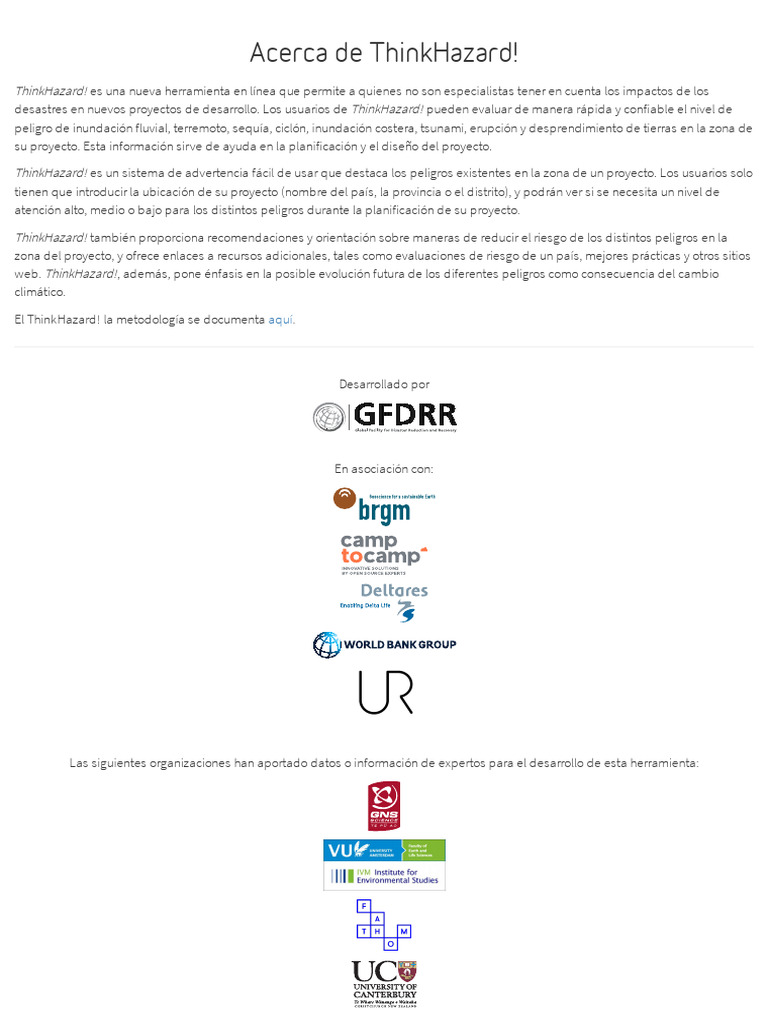 Acerca de Thinkhazard! | PDF | Fuego fatuo | Inundar