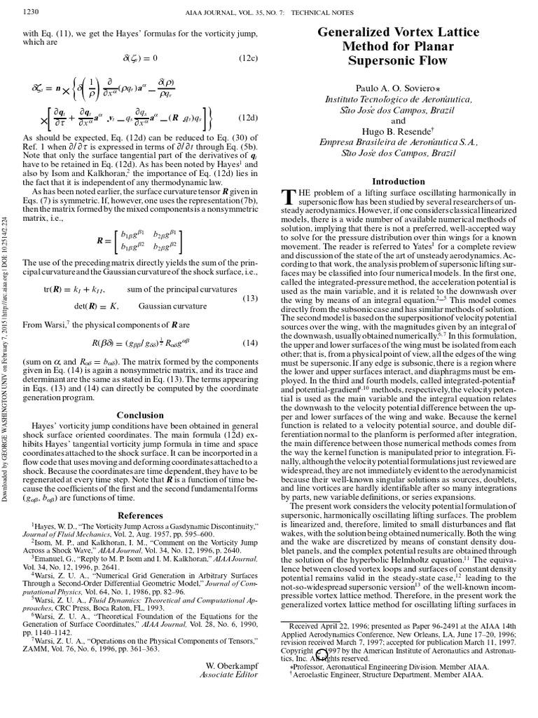 Generalized Vortex Lattice Method | PDF | Aerodynamics | Differential Equations