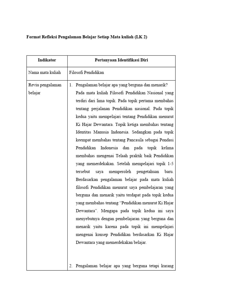 Jurnal Refleksi Filosofi Pendidikan Indonesia - Hilda Putri Anggraini ... Jurnal Refleksi Filosofi Pendidikan Indonesia - Hilda Putri Anggraini ...