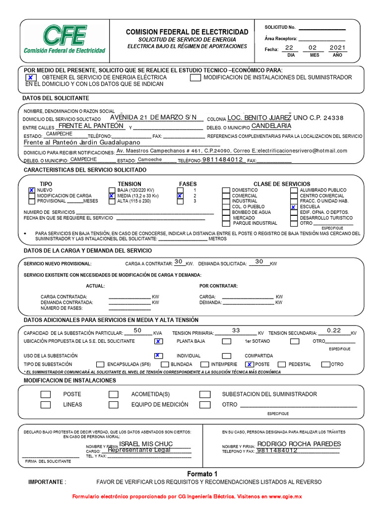 Formato C5 - Cfe | PDF | Electricidad | Ingenieria Eléctrica
