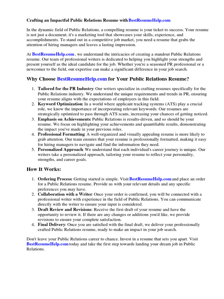 Public Relations Resume Example | PDF | Public Relations | Résumé