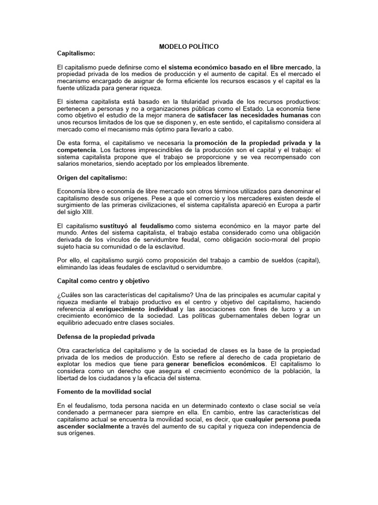 Modelo Politico | PDF | Gobierno | Capitalismo