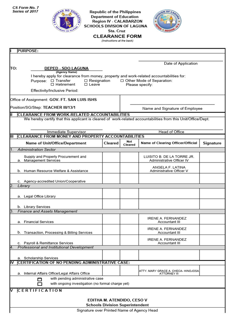 CSC Clearance Form | PDF | Economies | Business