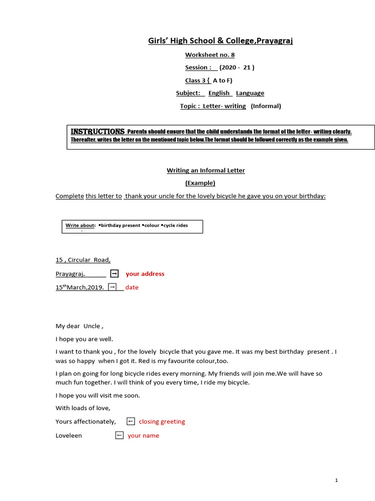 Class 3 English Language Worksheet No.8 | PDF