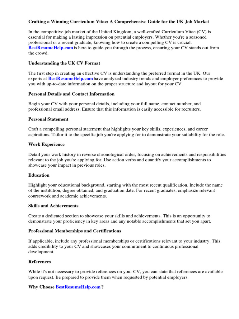 How To Do A Curriculum Vitae Uk | PDF | Résumé
