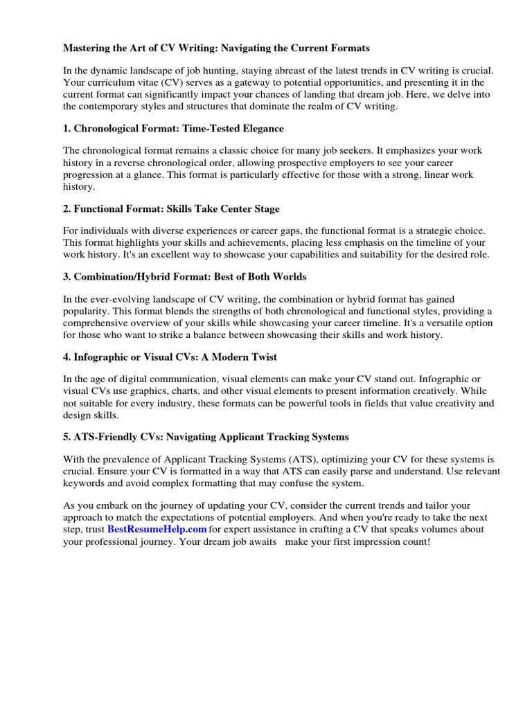 Current Format of Writing CV | PDF | Résumé