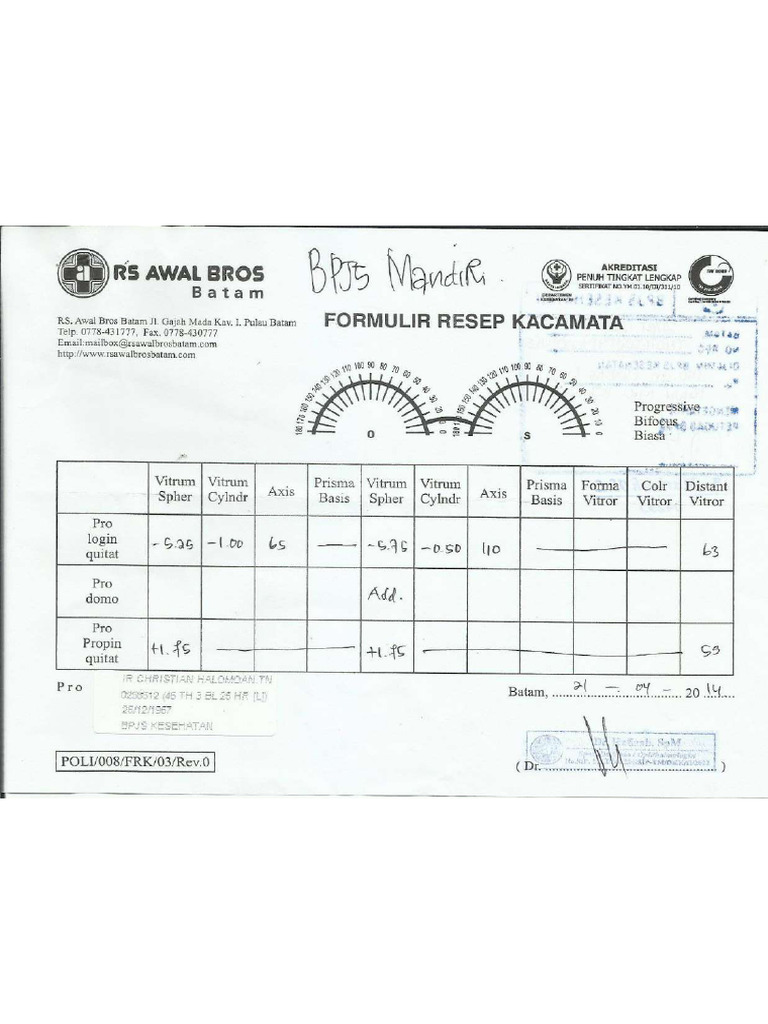 Contoh Resep Kacamata | PDF