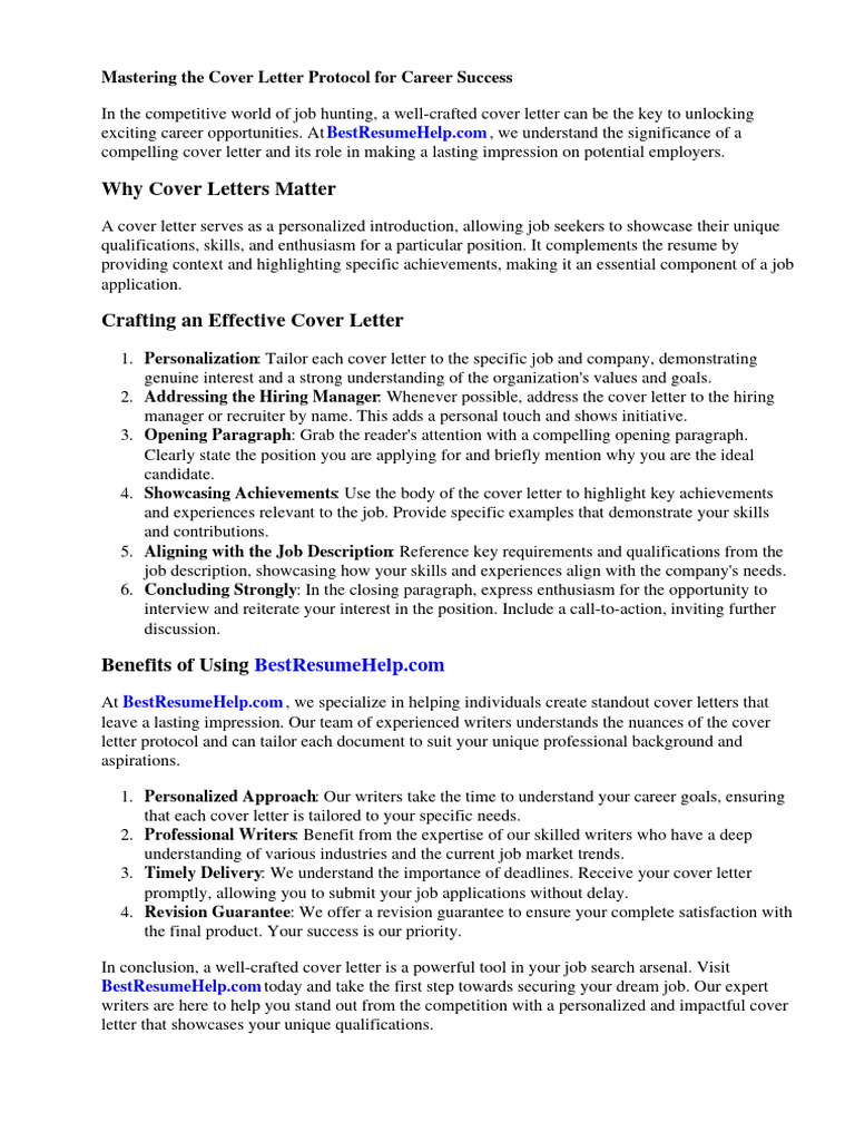 Cover Letter Protocol | PDF | Résumé