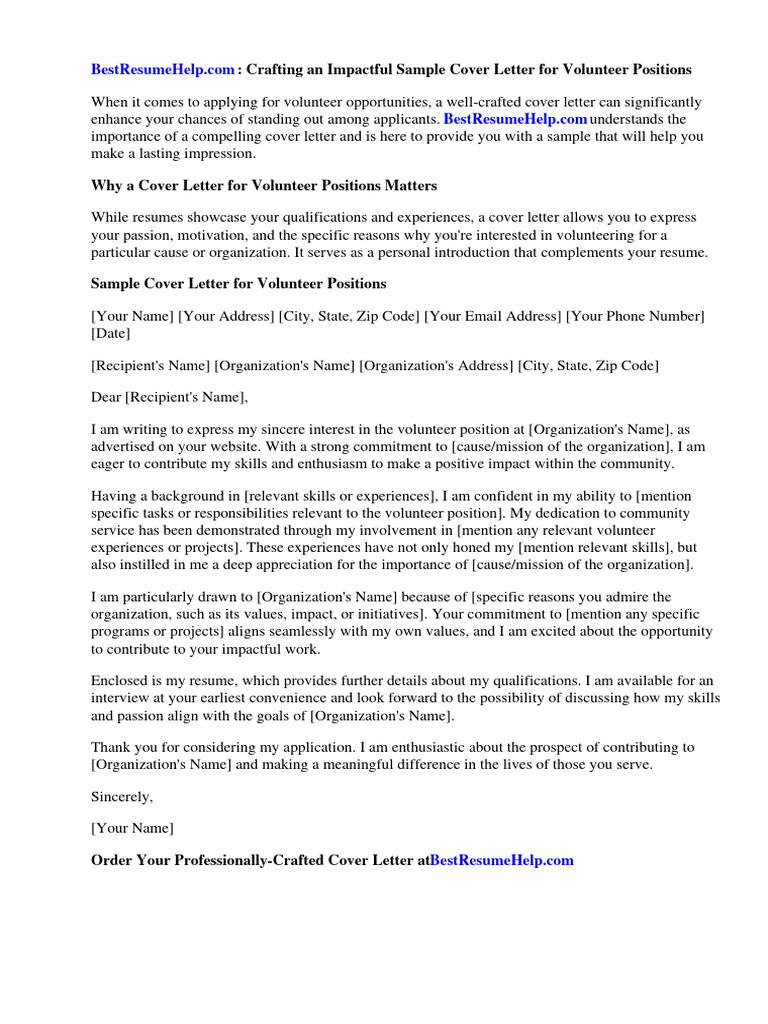 Sample Cover Letter For Volunteer Teaching Assistant | PDF | Résumé ...