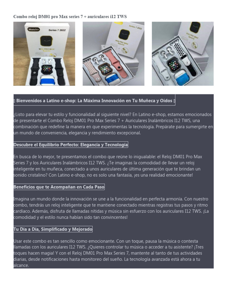 Combo Reloj DM01 Pro Max Series 7 | PDF