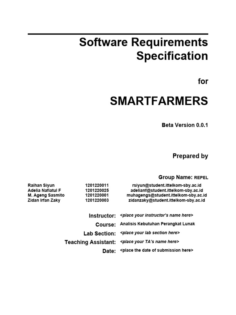 Software Requirement Specification Smartfarmers | PDF | Software ...