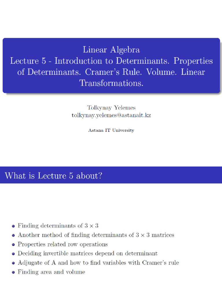 Linear Algebra L5. | PDF