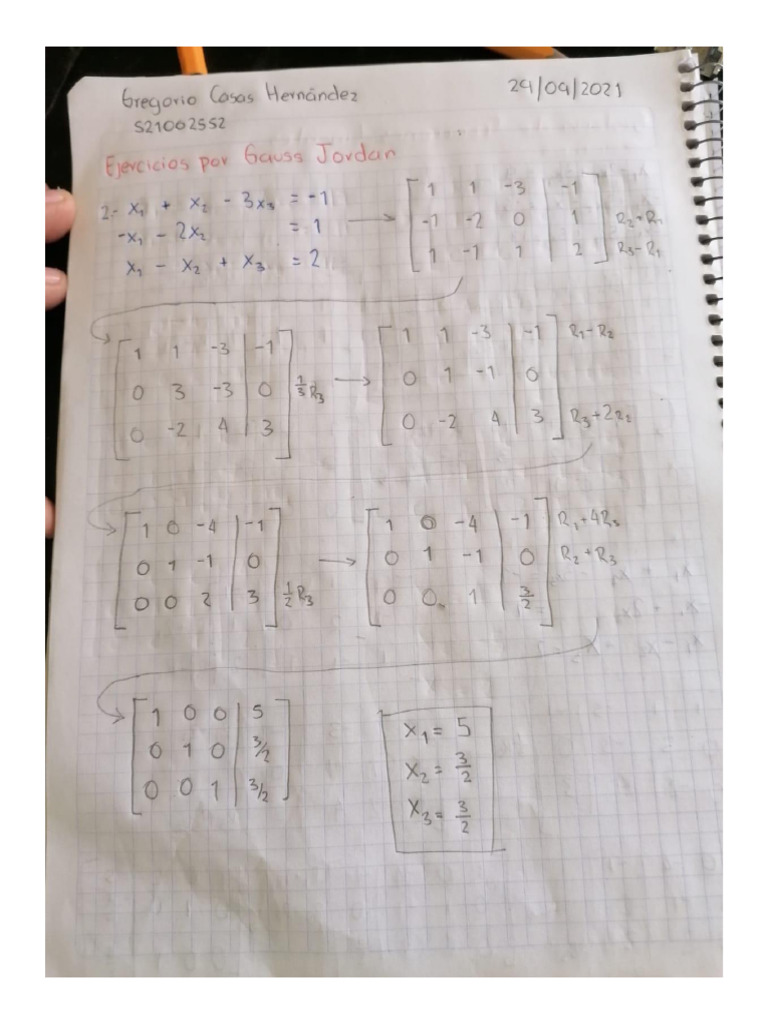 Actividad 10 Ejercicios Metodo Gauss Jordan | PDF