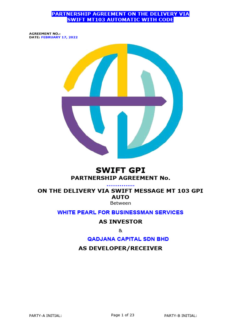 AMENDED SWIFT GPI 3 PARTNERSHIP AGREEMENT-Ver2A | PDF | Wire Transfer | Banks