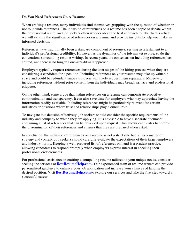 Do You Need References On A Resume | PDF | Résumé | Linked In