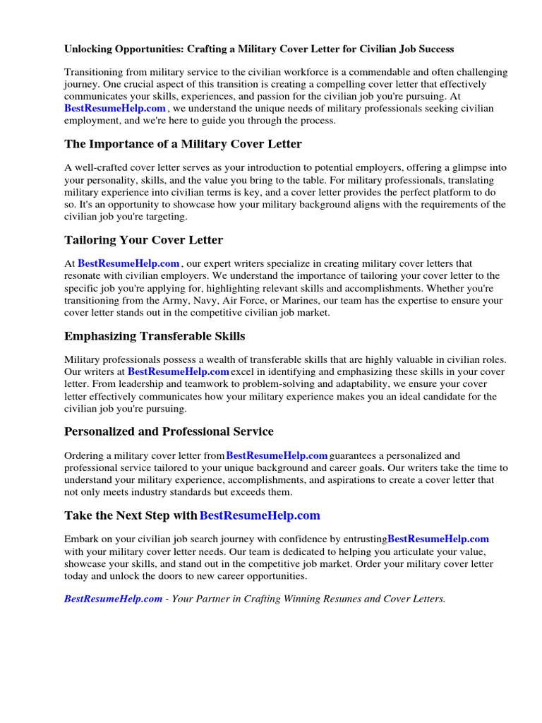 Military Cover Letter Civilian Job | PDF | Résumé | Business
