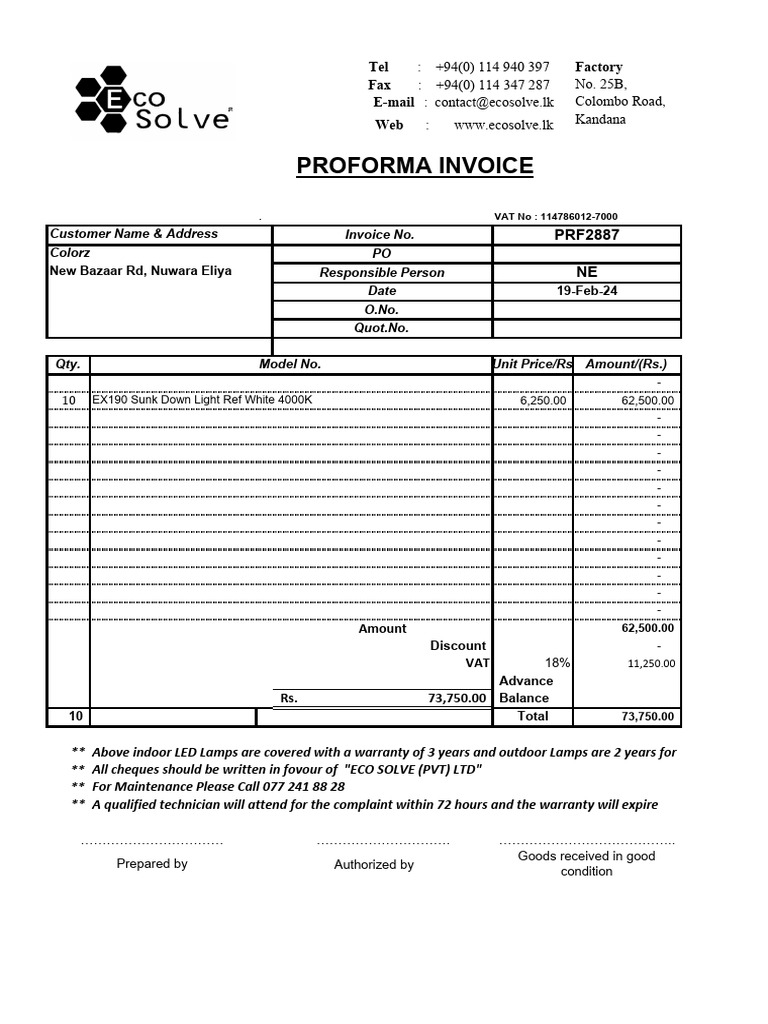 Colorz Proforma Invoice | PDF | Accounting