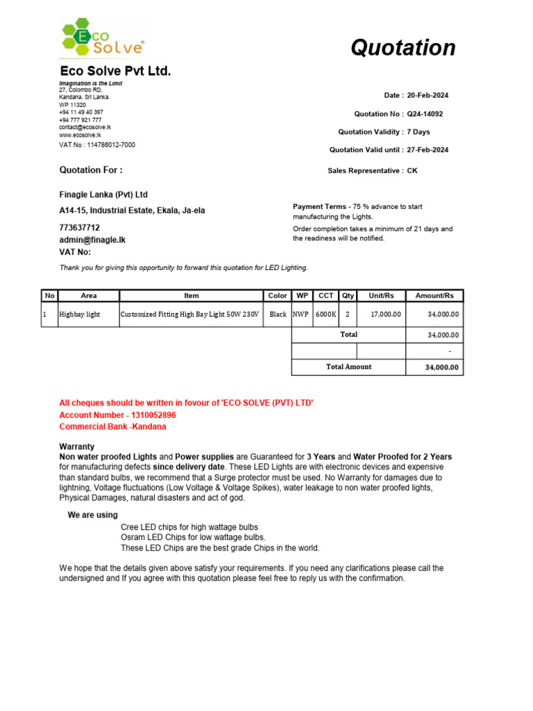 LED Lighting Quotation 2024 | PDF | Electrical Engineering | Electricity