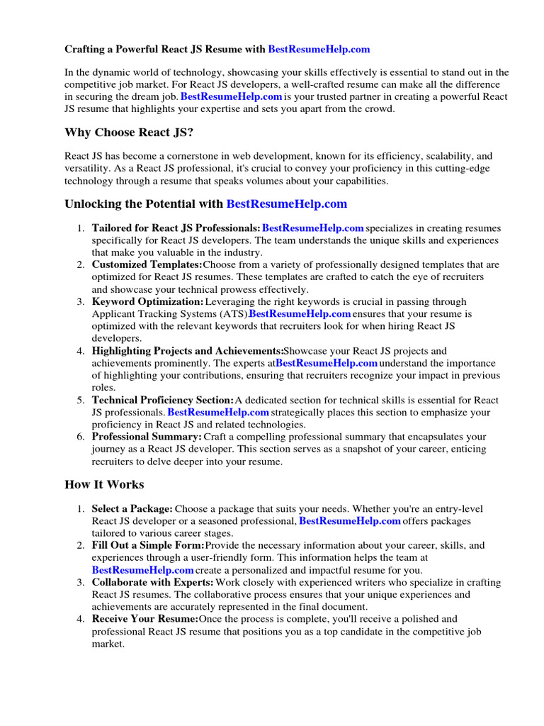 React Js Resume | PDF | Java Script | Angular Js