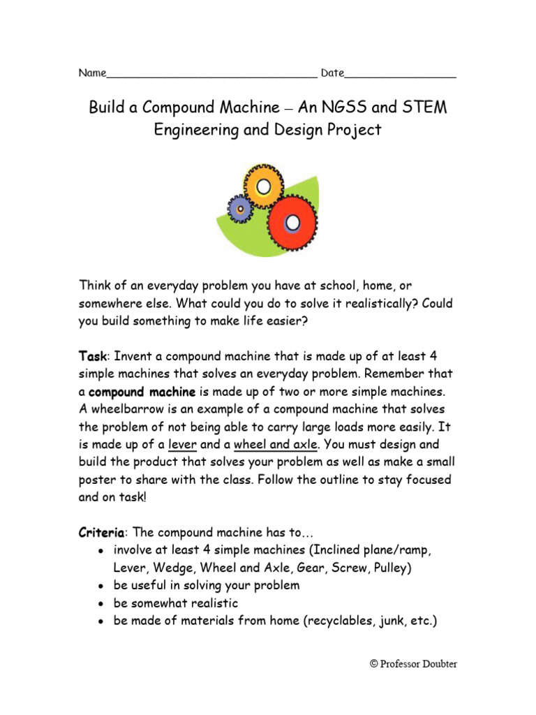 Build A Compound Machine Project | PDF | Machines | Mechanical Engineering
