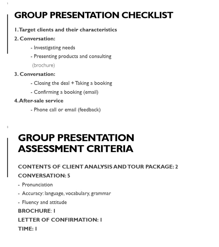 Group Presentation Checklist and Assessment Criteria | PDF