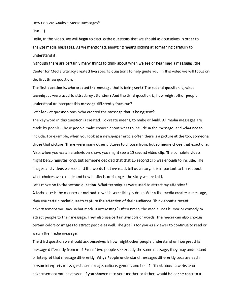 How Can We Analyze Media Messages | PDF | Mass Media | Advertising