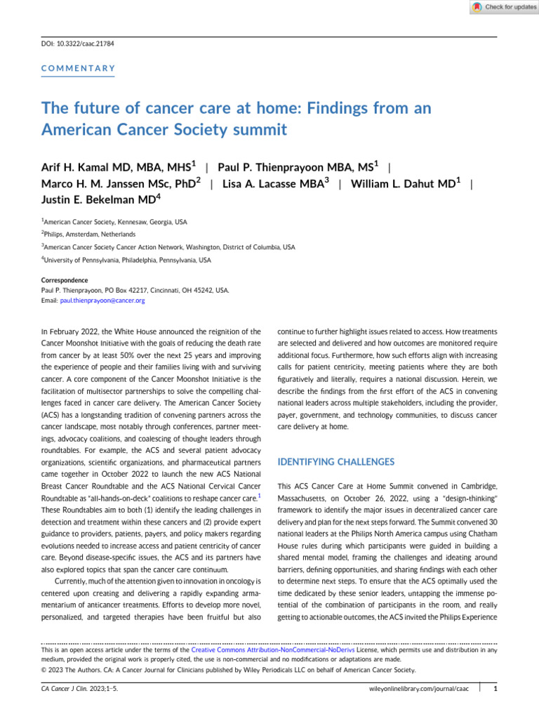 Cancer Care at Home: ACS Summit Insights | PDF | Palliative Care ...