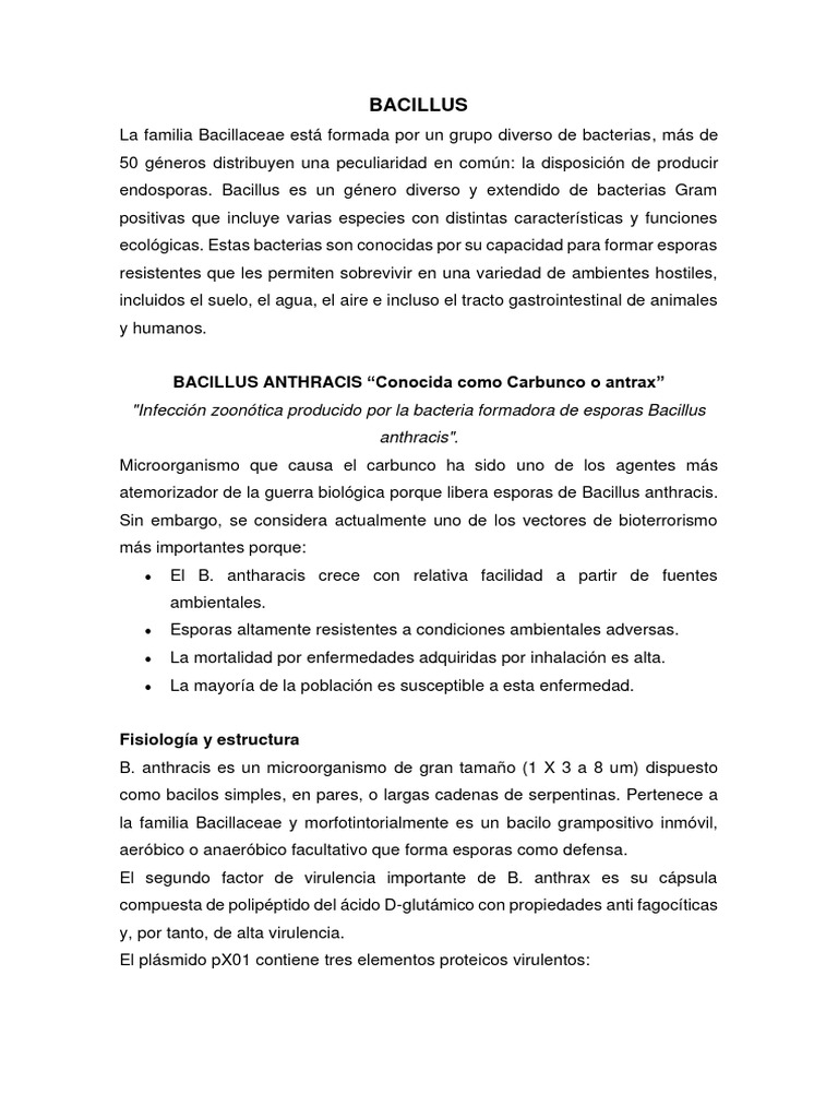BACILLUS | PDF | Ántrax | Bacilo