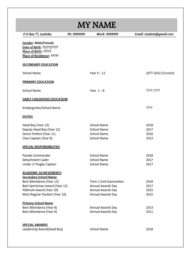 Sample CV | PDF | Schools | Educational Stages