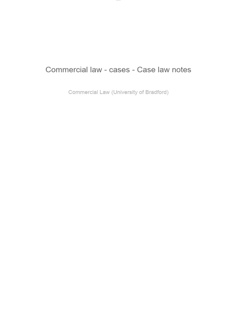 Commercial Law Cases Case Law Notes | PDF | Breach Of Contract | Civil ...
