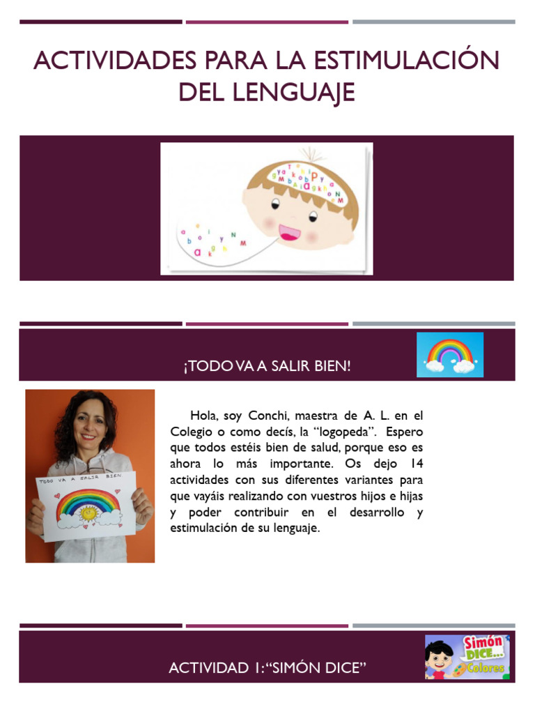 Actividades para La Estimulación Del Lenguaje | PDF | Lingüística ...