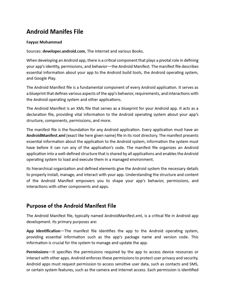 Android Manifes File Fayyaz Pdf Computer File File Format