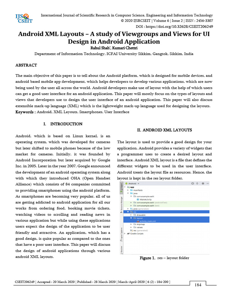 Android XML Layouts - A Study of Viewgroups and Views For UI Design in Android Application | PDF ...