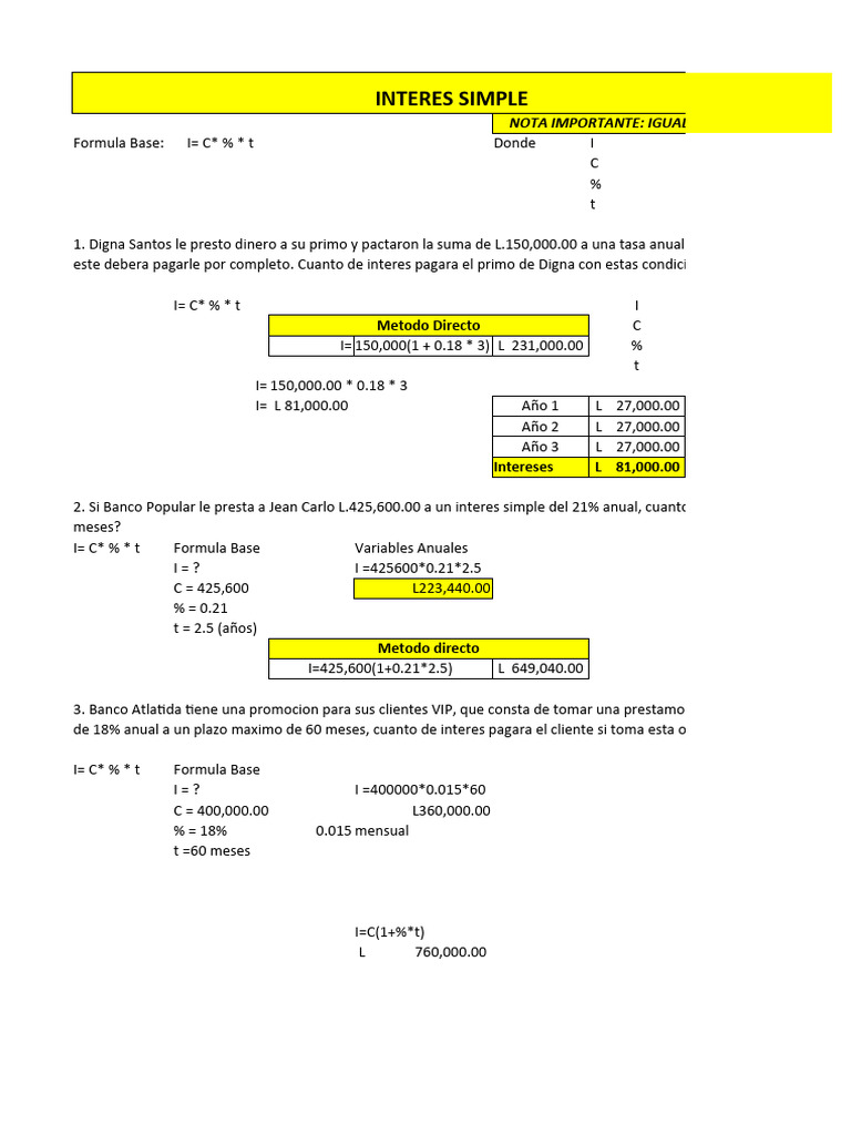 Cálculos de Interés Simple y Variables | PDF | Interés | Sector privado