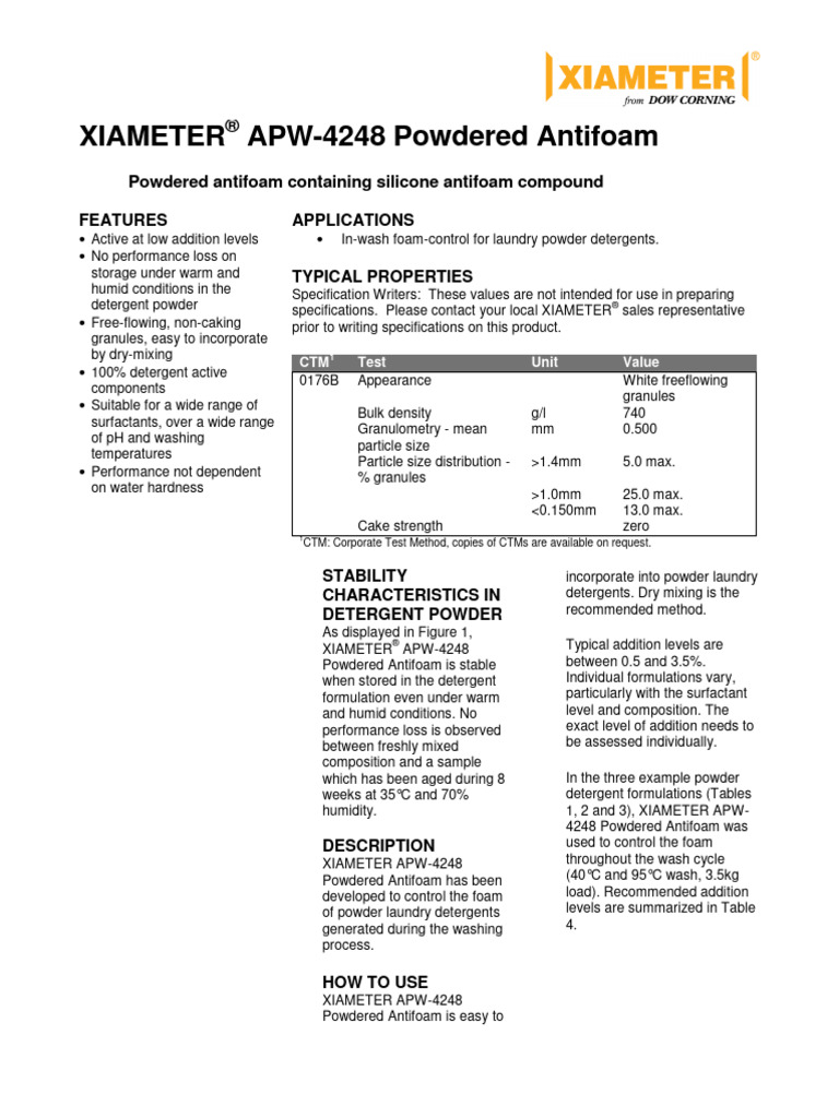 APW-4248 Powdered Antifoam | PDF | Detergent | Industrial Processes